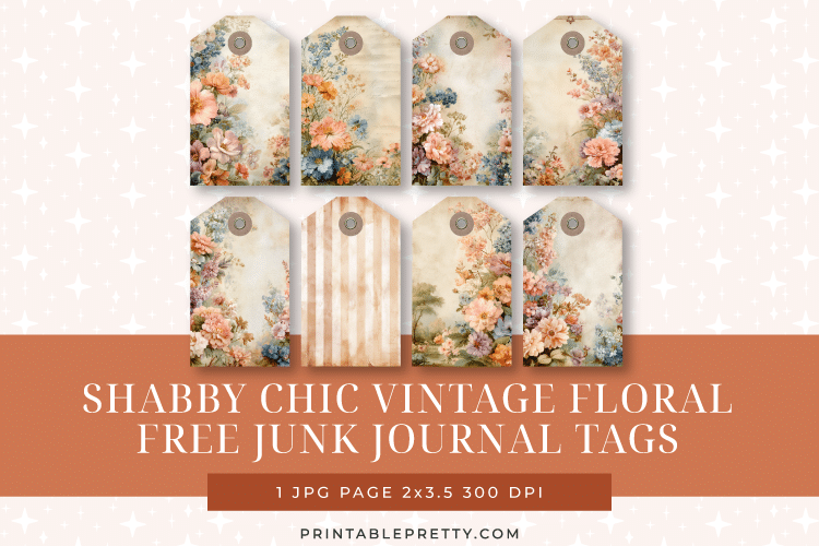 Free Printable Junk Journal Tags – Shabby Chic Floral Set ...