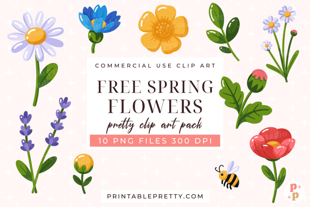 Free Spring Flowers Clip Art Pack 10 PNG - Printablepretty.com