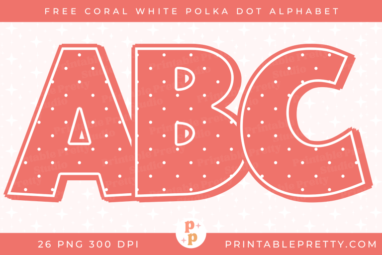 Free Polka Dot Alphabet Letters – Coral A-Z PNG